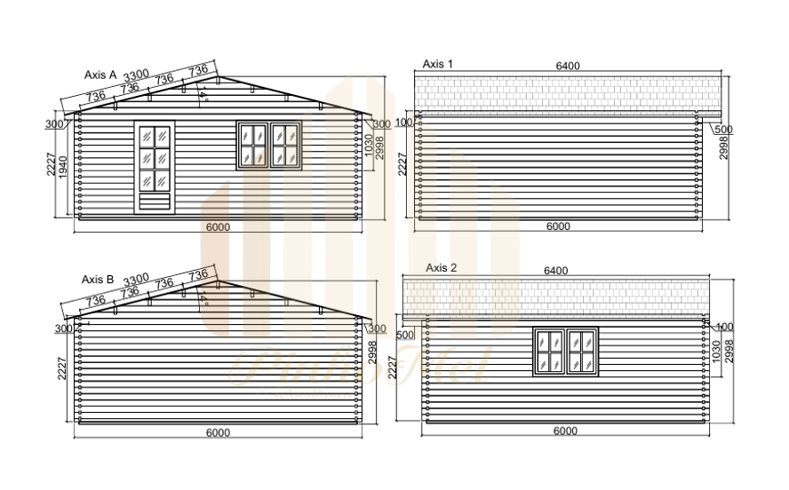 Pinhomel - Casas de MadeiraPINHOMEL11 - 6x6m, 44mm