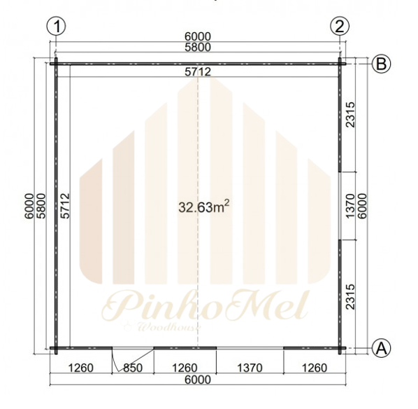 Pinhomel - Casas de MadeiraPINHOMEL11 - 6x6m, 44mm